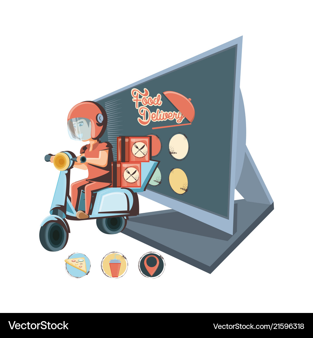Courier delivery service in motorcycle icon Vector Image