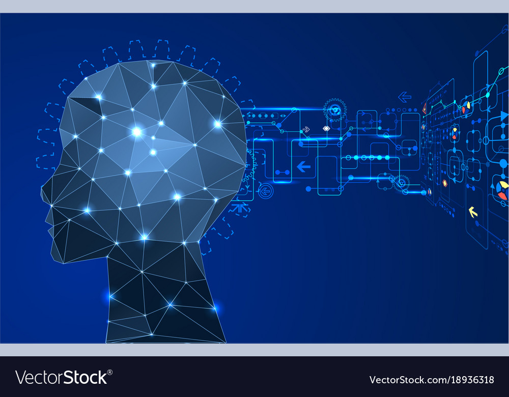 Creative brain concept background with triangular Vector Image