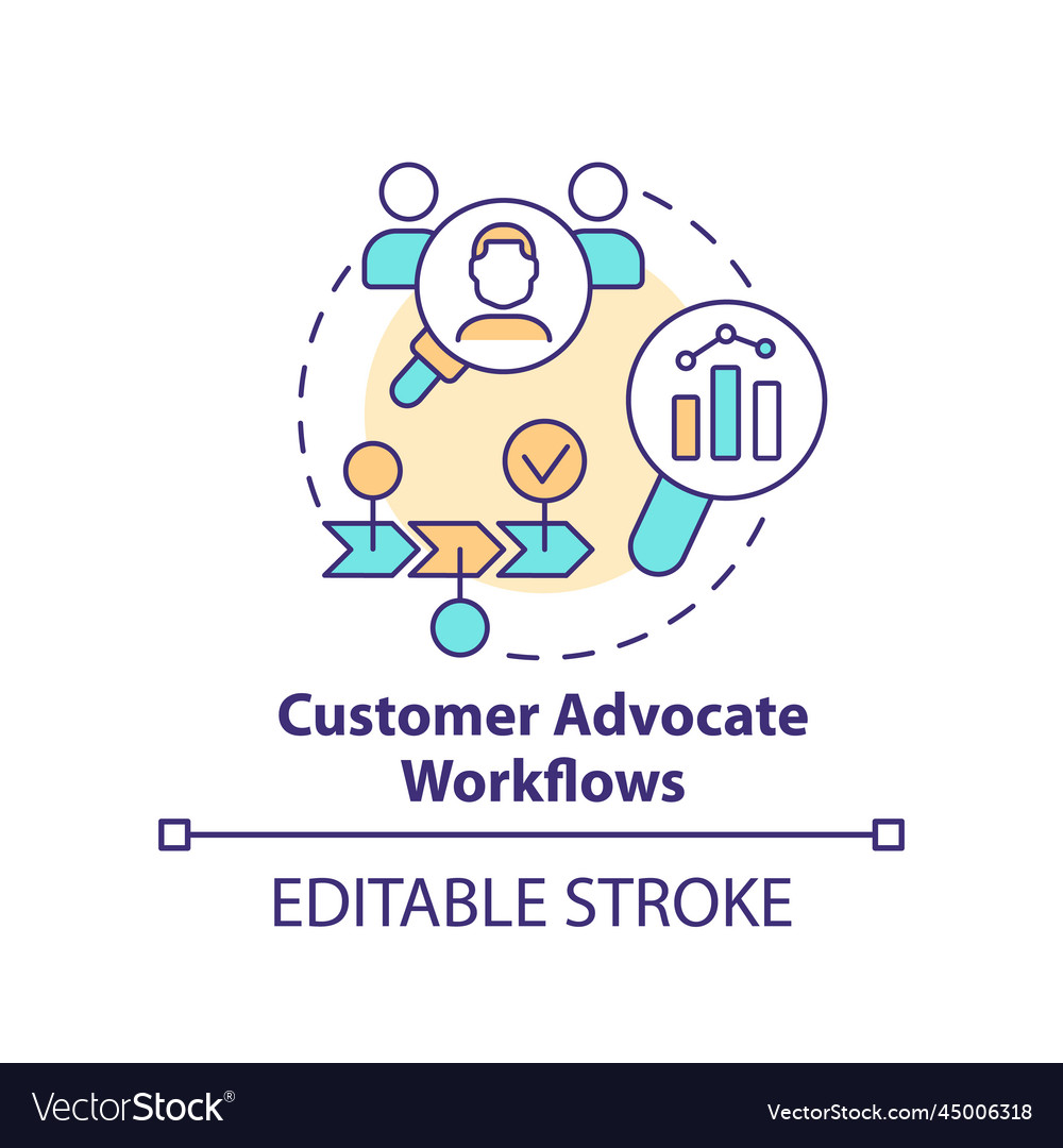 Customer advocate workflows concept icon Vector Image