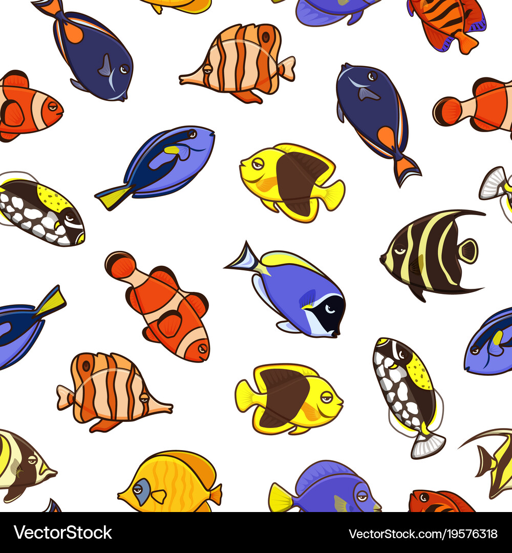 Cute fish icons set tropical Royalty Free Vector Image