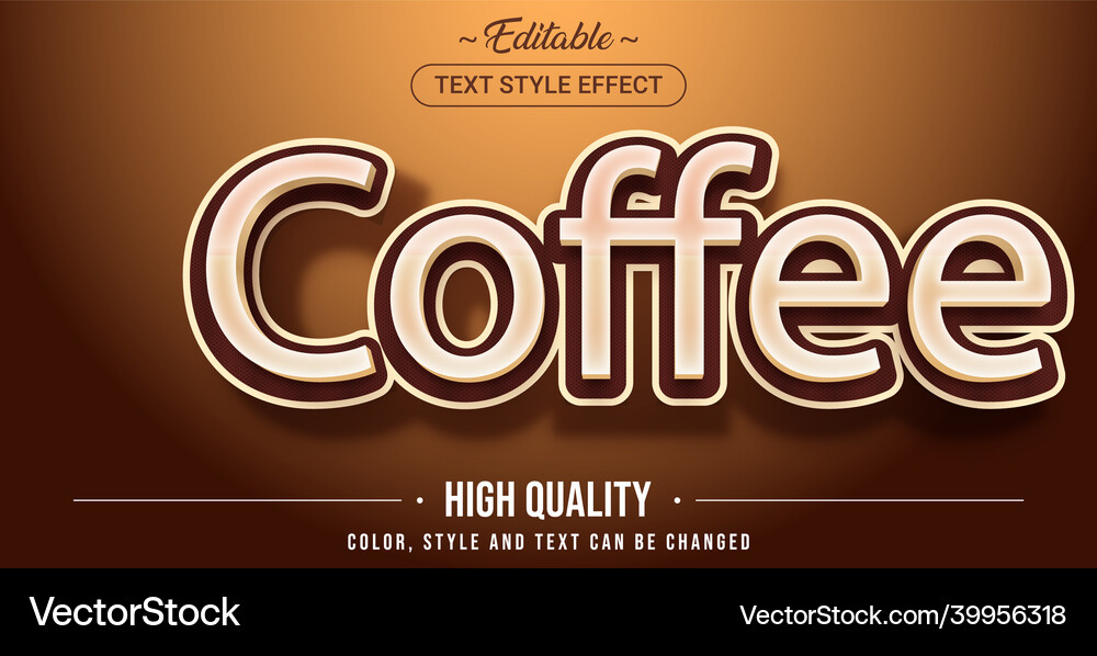 Editable text style effect - coffee theme Vector Image