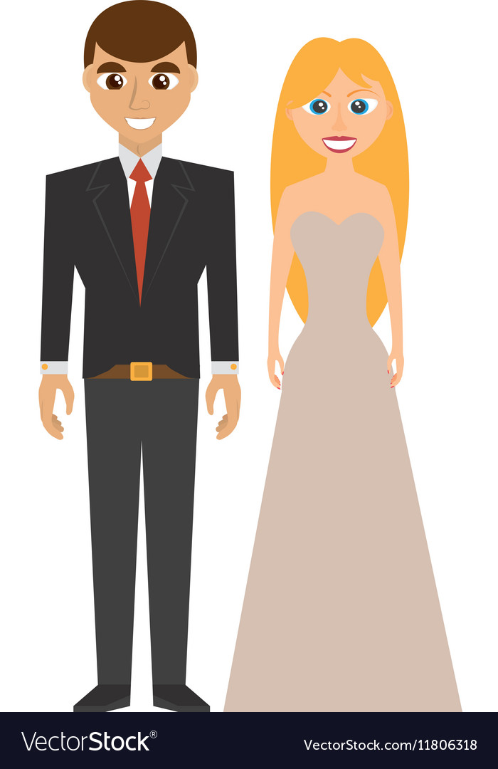 Elegant bried and groom couple wedding Royalty Free Vector