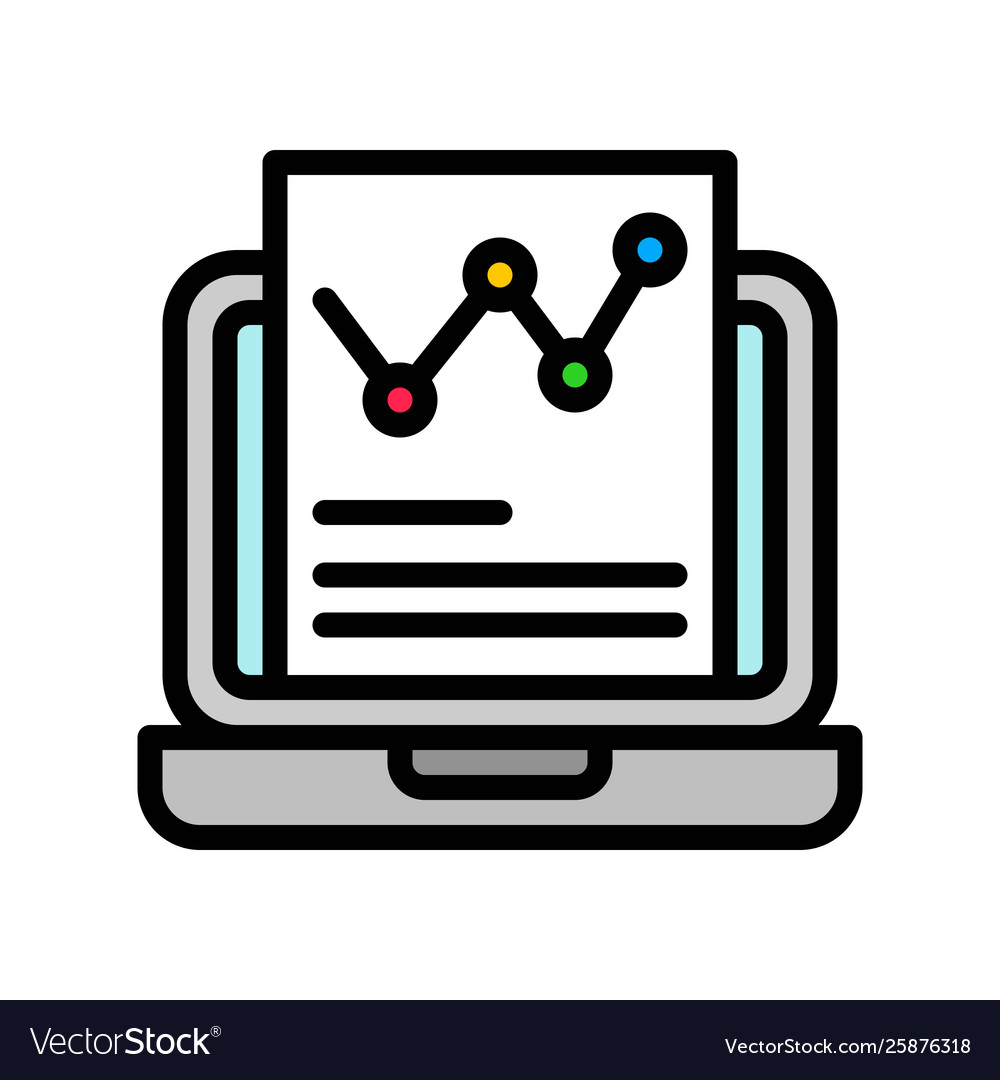 Line chart digital marketing filled icon Vector Image
