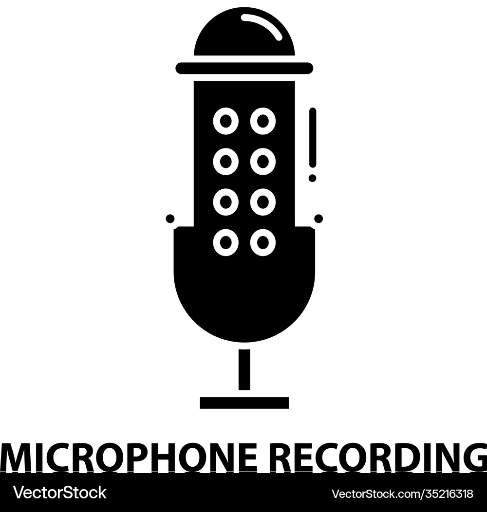 Microphone recording icon black sign Royalty Free Vector