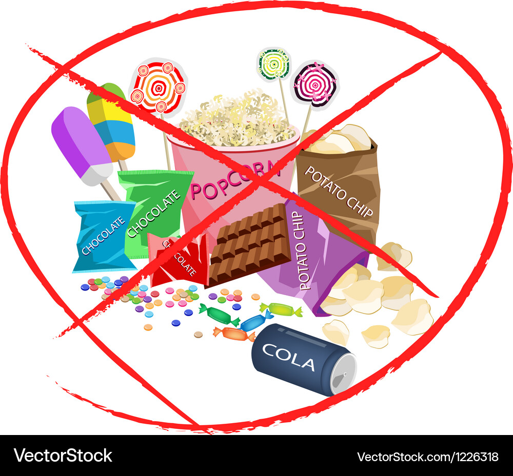 No eat sweet drinks and snack Royalty Free Vector Image