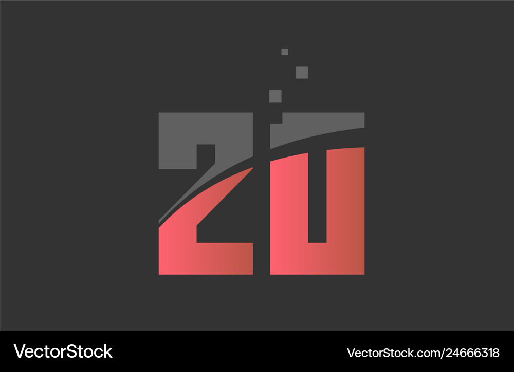 Orange grey number 20 for logo icon design Vector Image