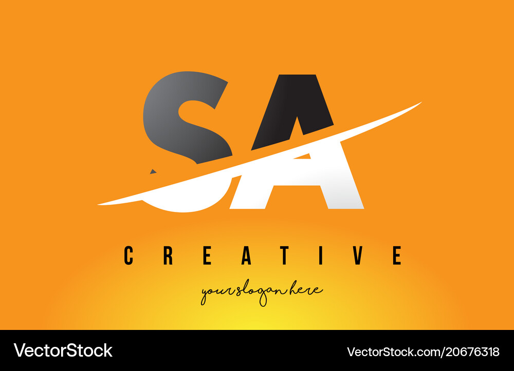 Sa s a letter modern logo design with yellow Vector Image