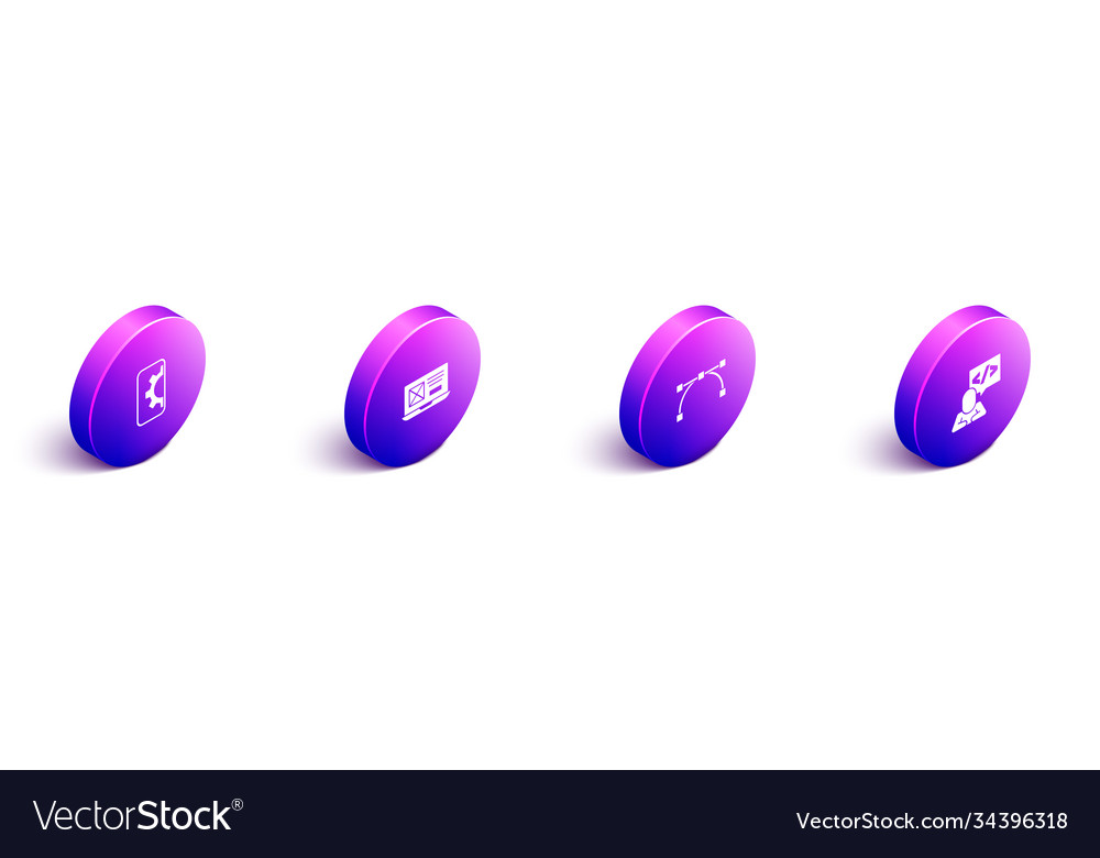 Set isometric web development ui or ux design Vector Image