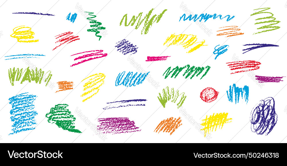 Set of hand drawn crayon scribbles and scrawls Vector Image