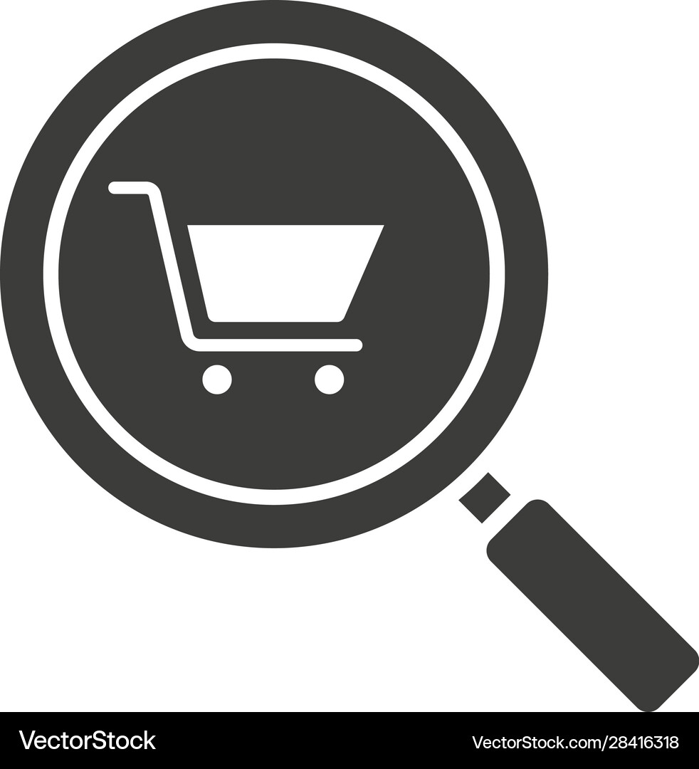 Supermarket search glyph icon Royalty Free Vector Image