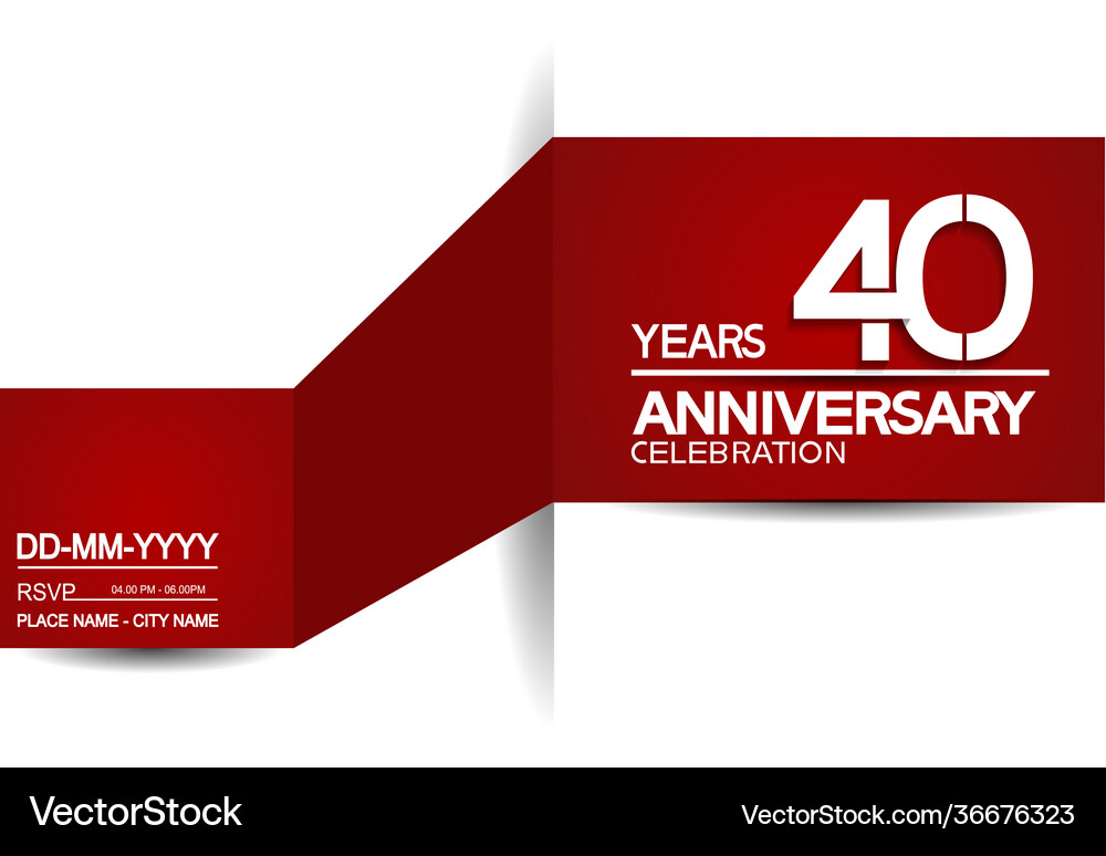 40 years anniversary design with red and white Vector Image