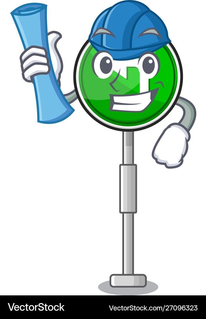 Architect turn left cartoon on side mascot road Vector Image