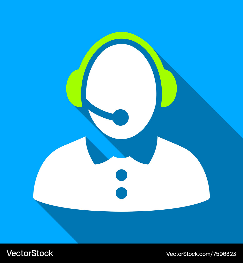 Call center woman flat long shadow square icon Vector Image