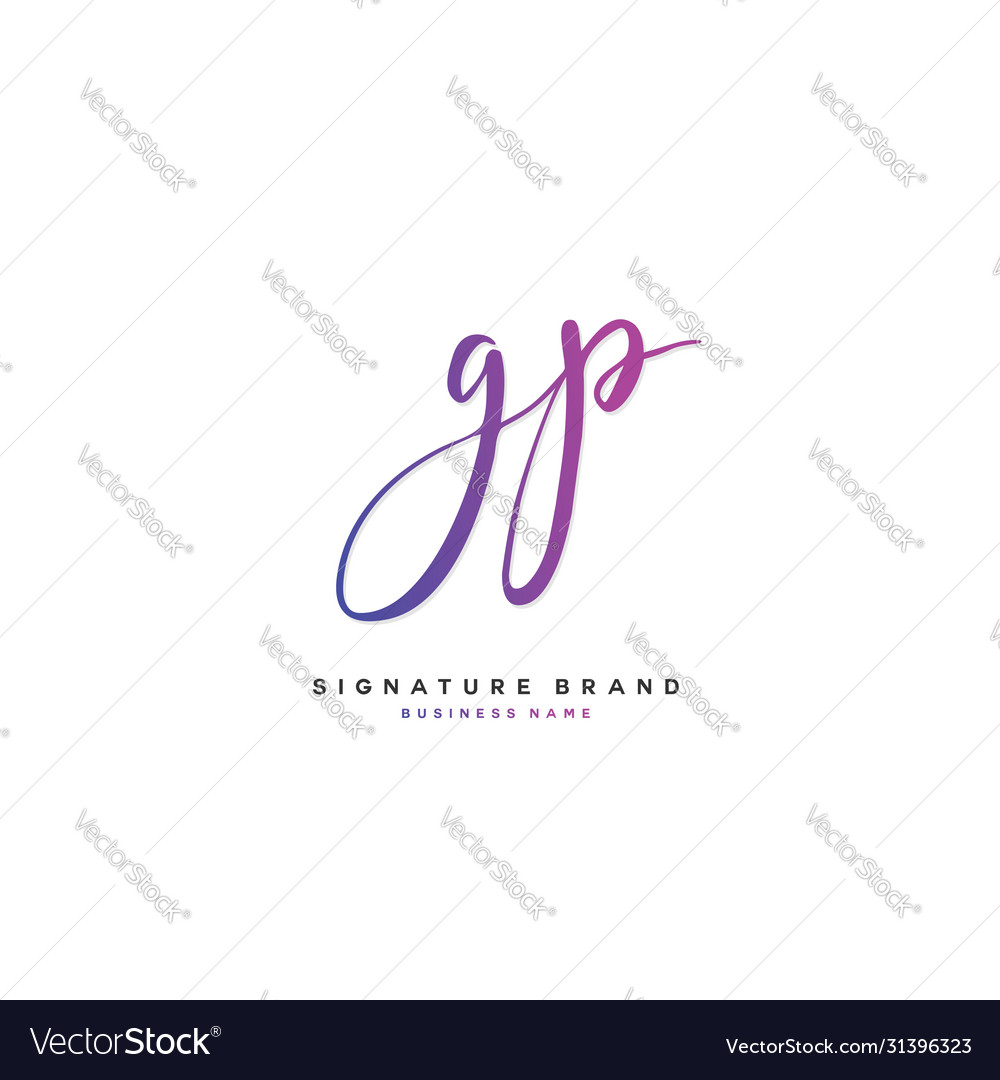 G p gp initial letter handwriting and signature Vector Image