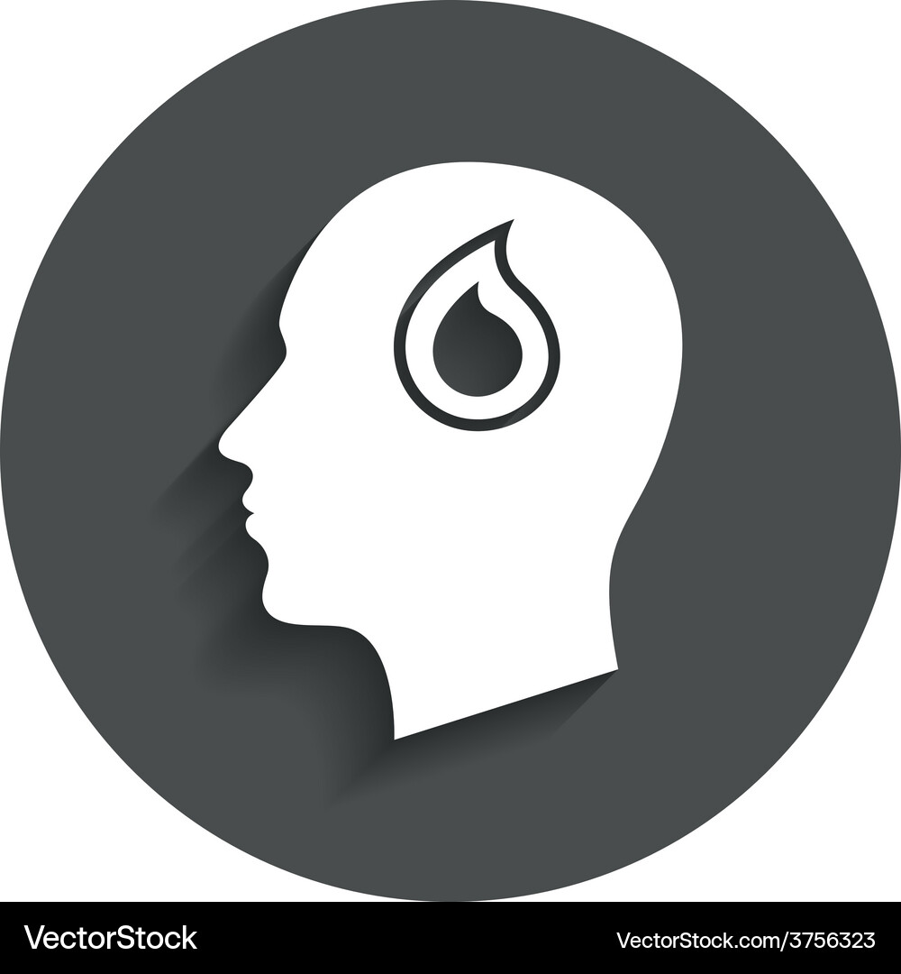 Head with drop sign icon male human Royalty Free Vector
