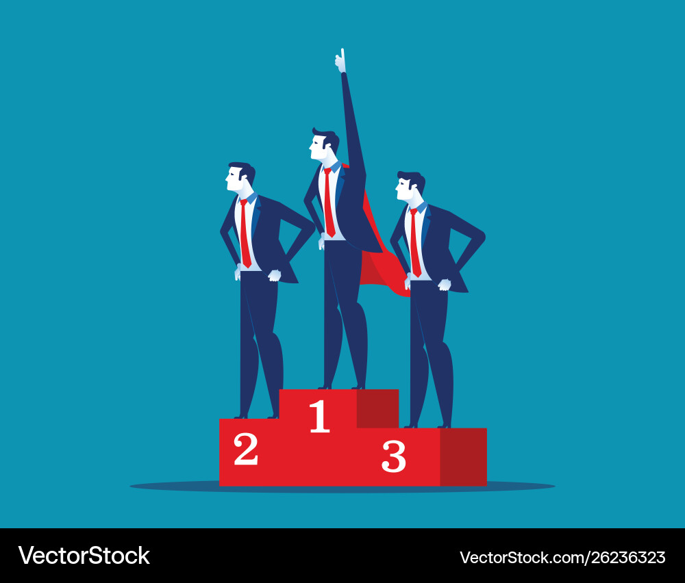 Leadership superhero standing on winning Vector Image