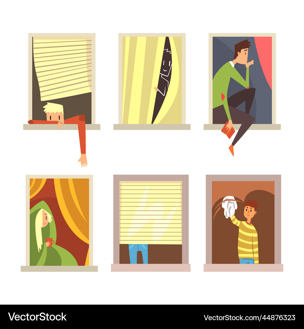 People in windows frames set urban residents Vector Image