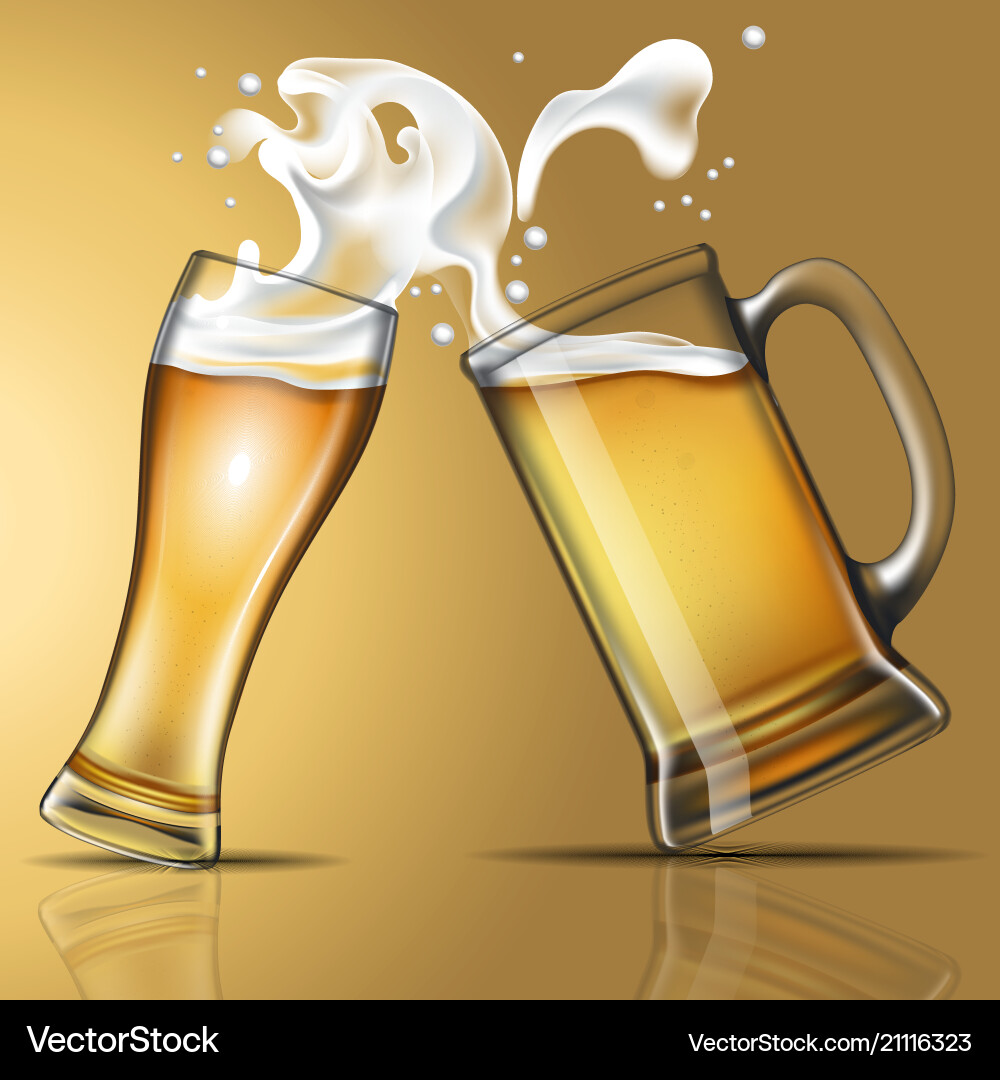 Splashing beer in a glass Royalty Free Vector Image