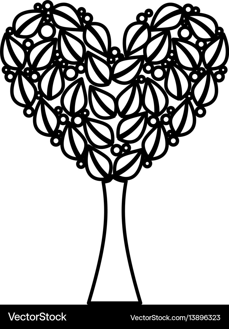 Tree plant with heart ecological icon Royalty Free Vector