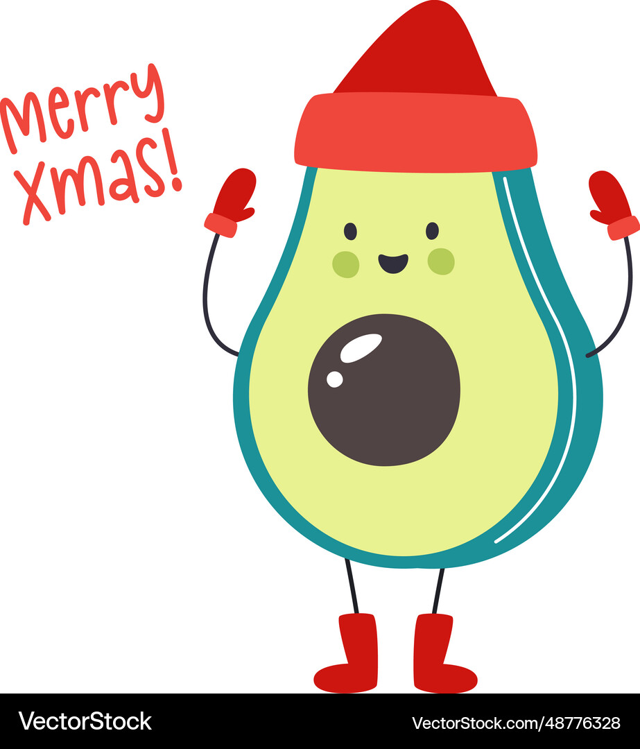Avocado christmas character Royalty Free Vector Image