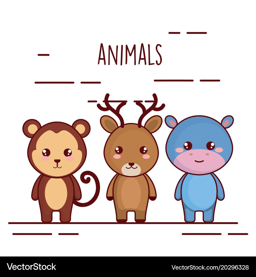 Cute and little animals characters Royalty Free Vector Image