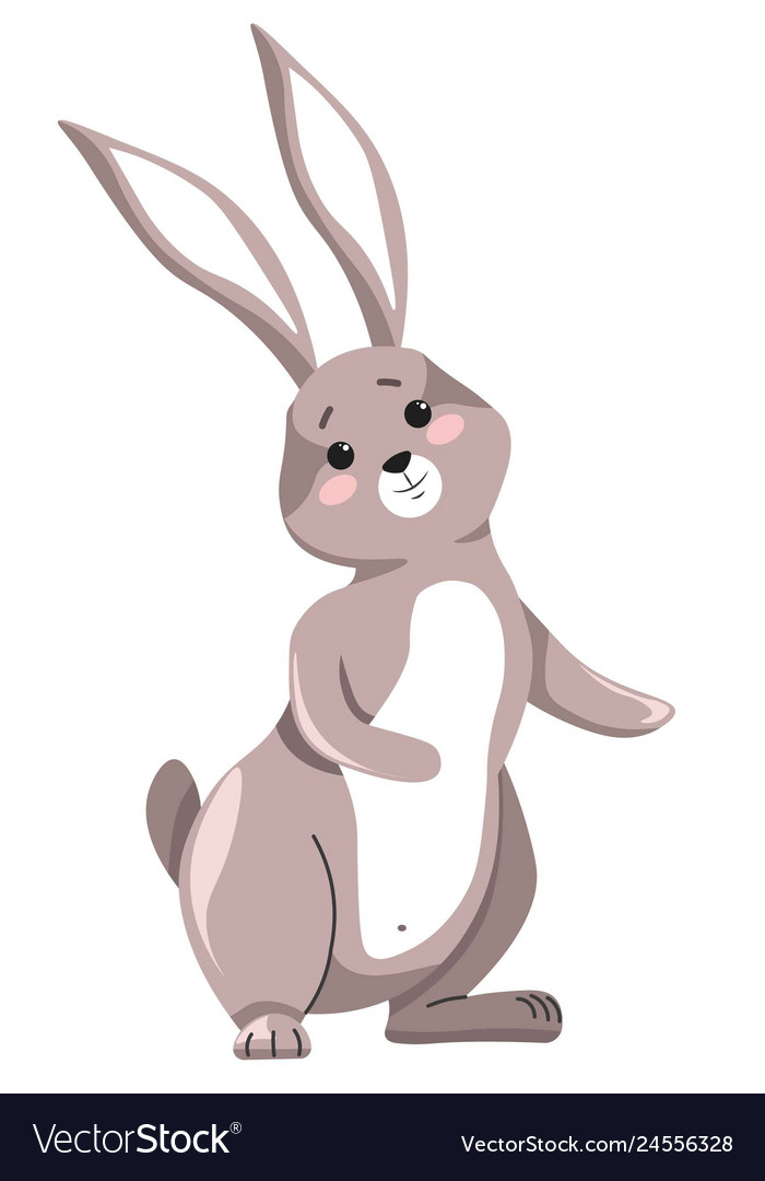 Easter bunny with happy emotions and blush on face