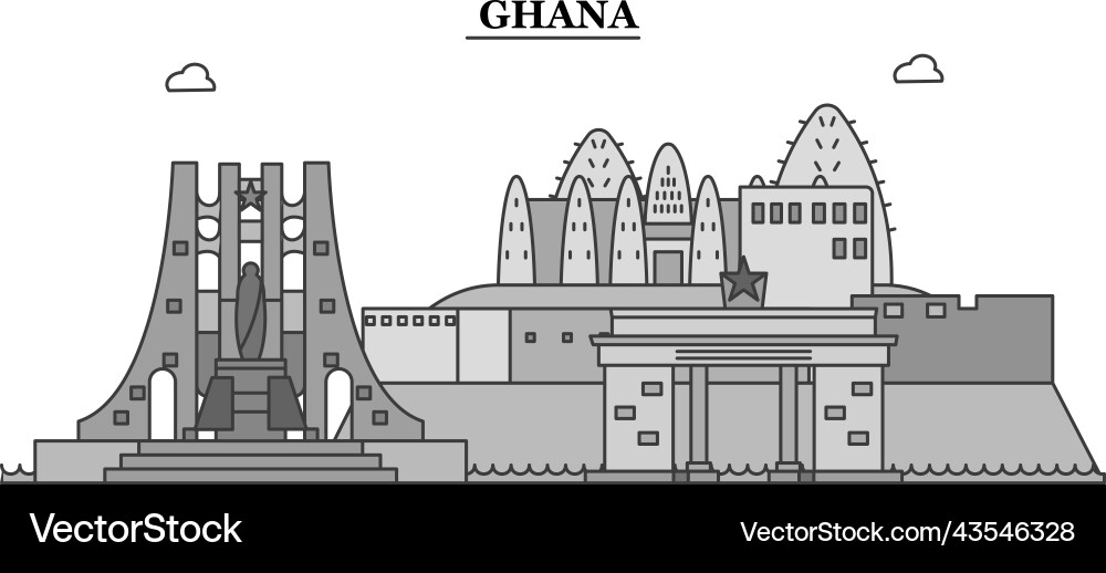 Ghana city skyline isolated Royalty Free Vector Image