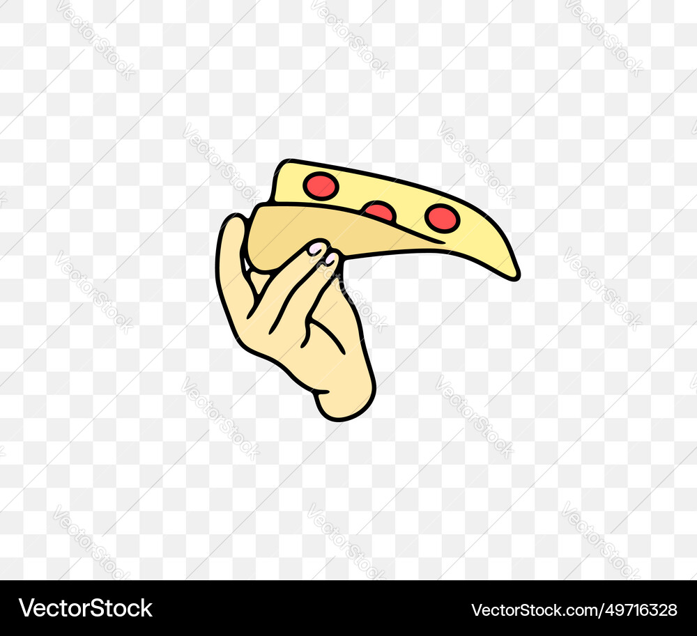 Hand holding a piece pizza graphic design Vector Image