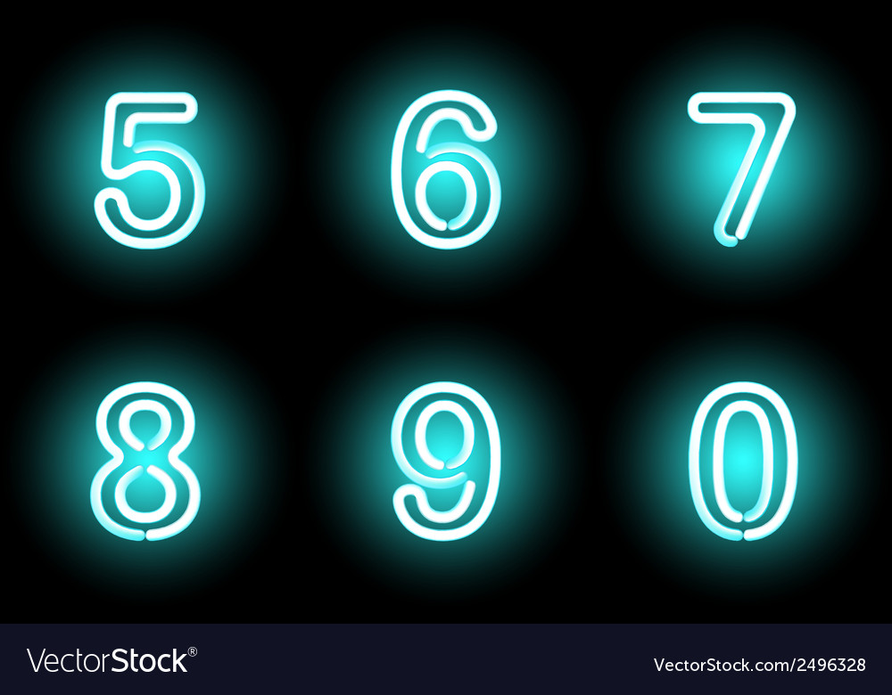 Neon digits Royalty Free Vector Image - VectorStock