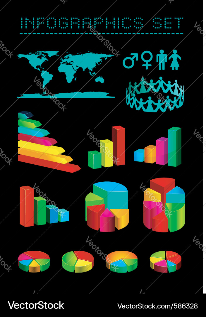 Set of shiny graphics and diagrams Royalty Free Vector Image