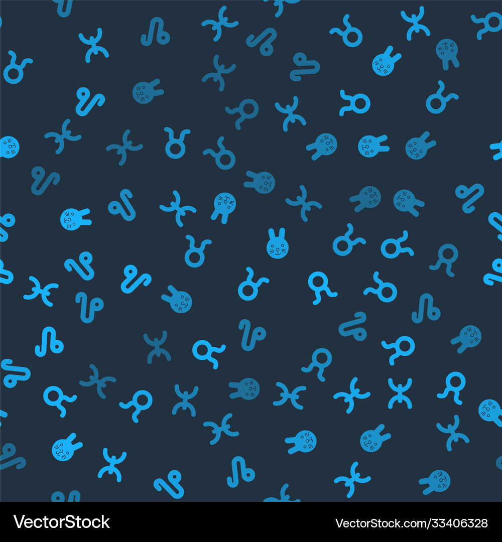 Set pisces zodiac taurus rabbit and leo Royalty Free Vector