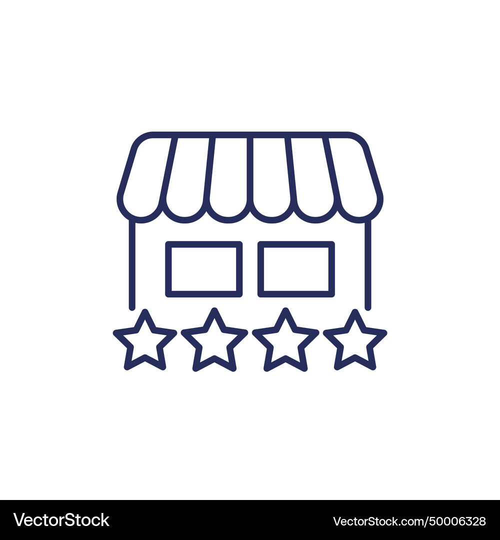 Shop rating line icon on white Royalty Free Vector Image