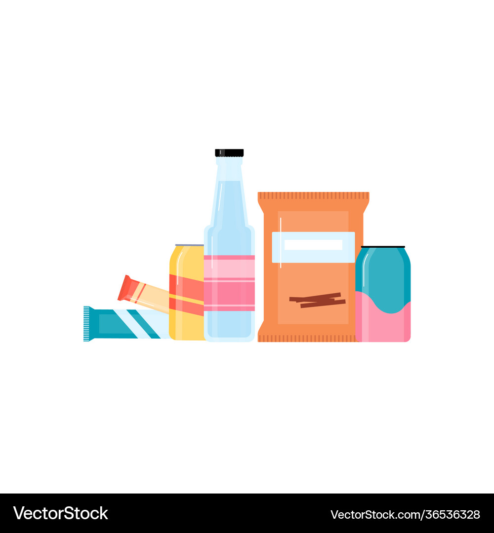 Snack pack set fast food and beverages Royalty Free Vector