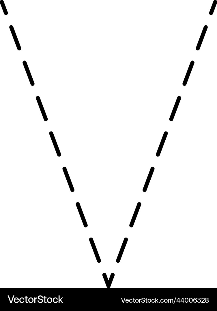 Tracing alphabet letter v prewriting dotted line Vector Image