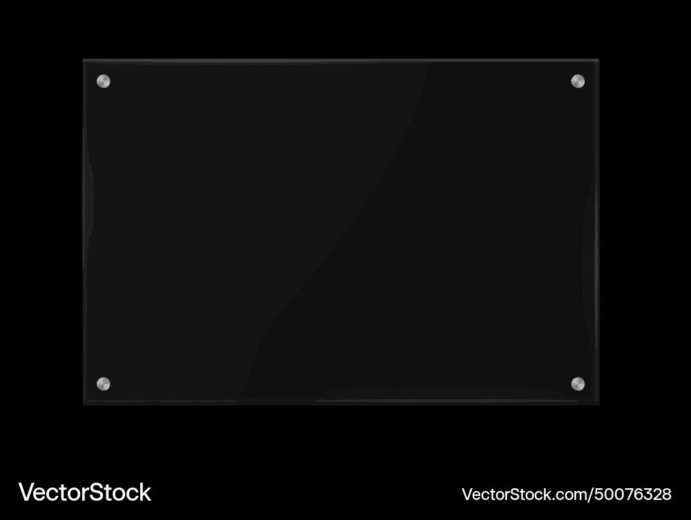 Transparent glass plate on black wall Royalty Free Vector