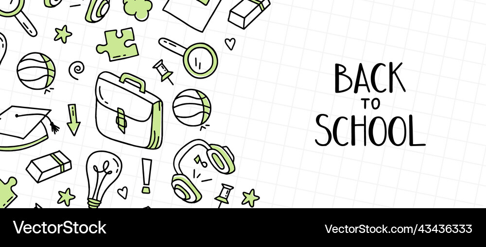 Back to school banner doodle elements posters Vector Image