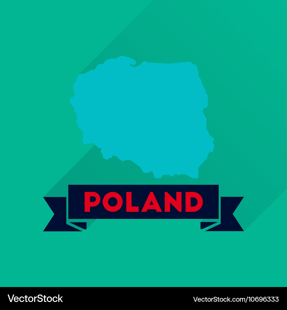 Flat icon with long shadow map of poland Vector Image