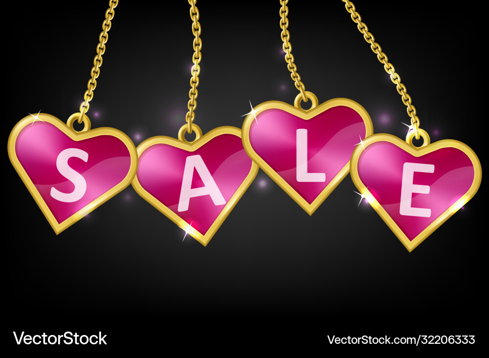 Heart pink tags with text sale Royalty Free Vector Image