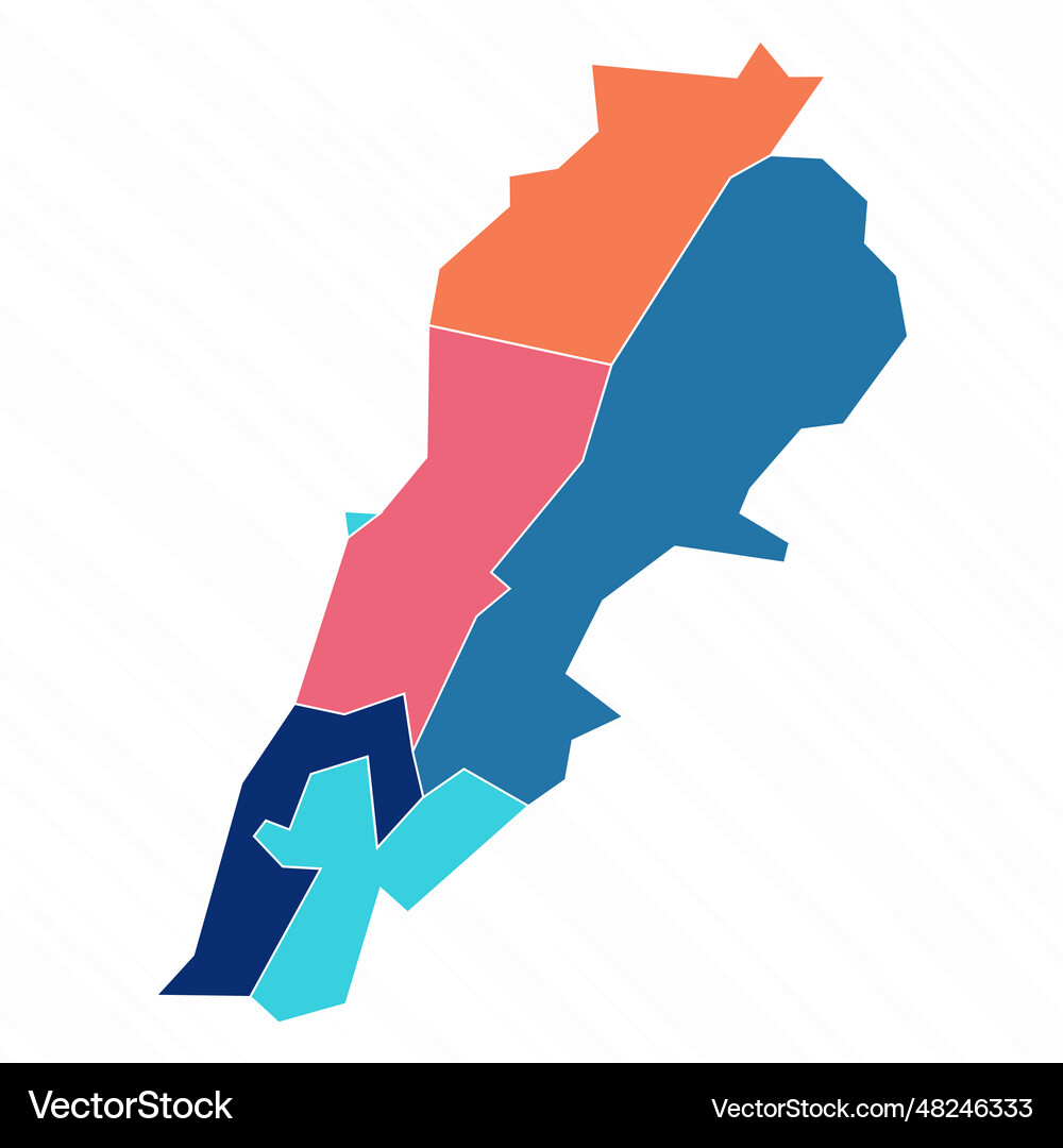 Multicolor map of lebanon with provinces Vector Image