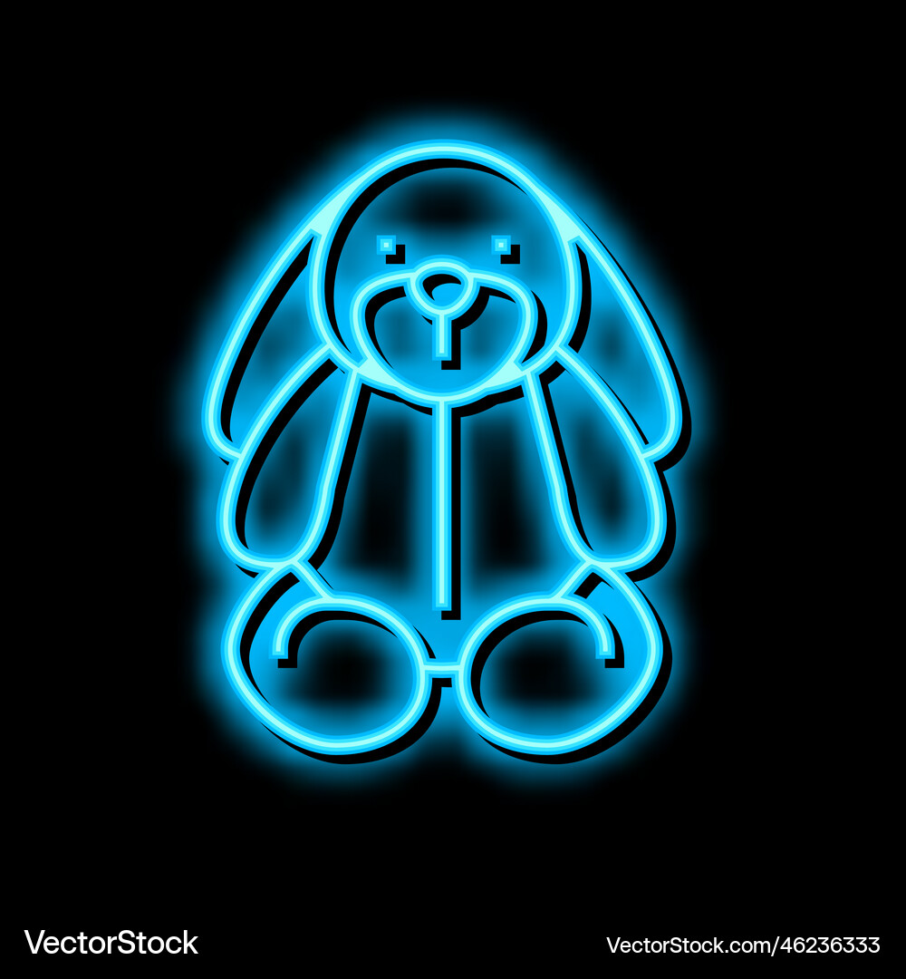 Plush toys neon glow icon Royalty Free Vector Image