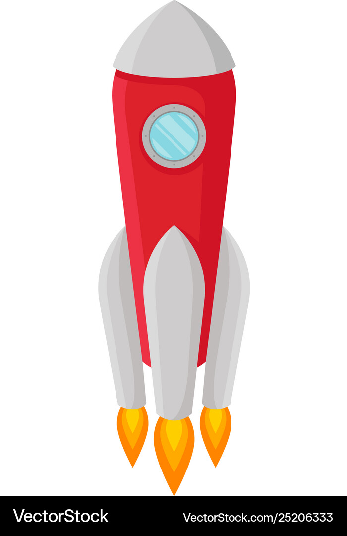 Red rocket with porthole and gray nose Royalty Free Vector