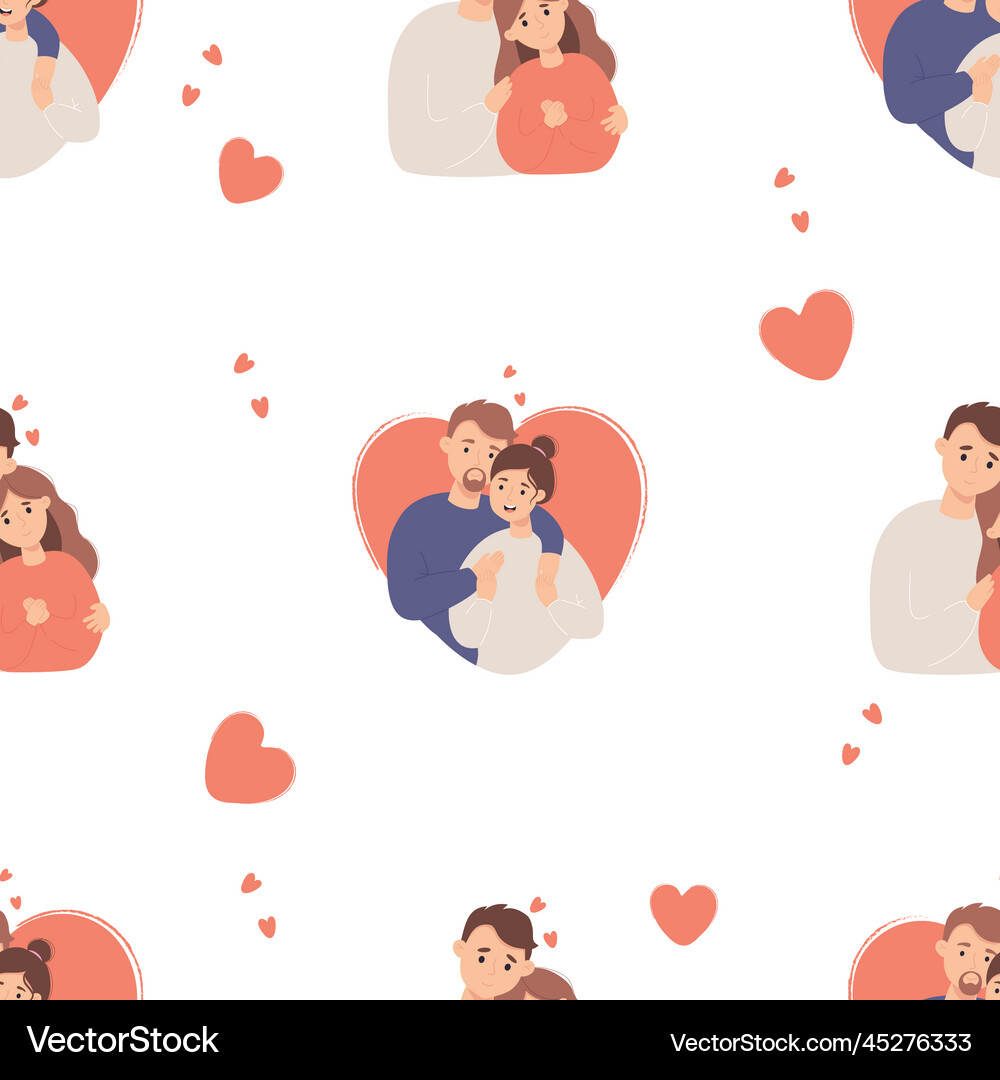 Seamless pattern with cute couple in love happy Vector Image