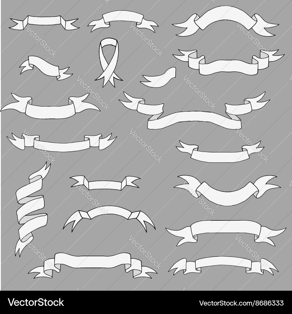 Set of hand drawn ribbons Royalty Free Vector Image