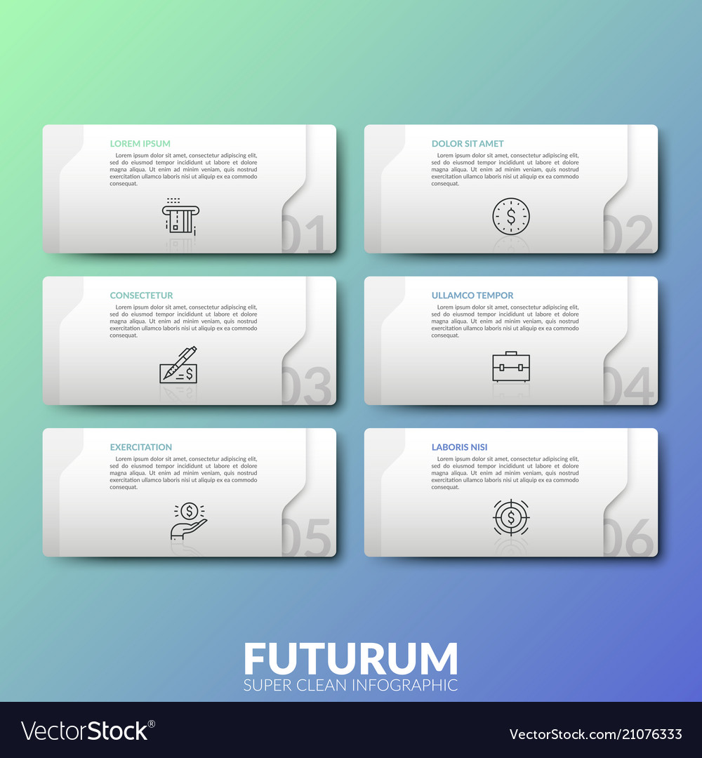 Six white separate rectangular elements with Vector Image