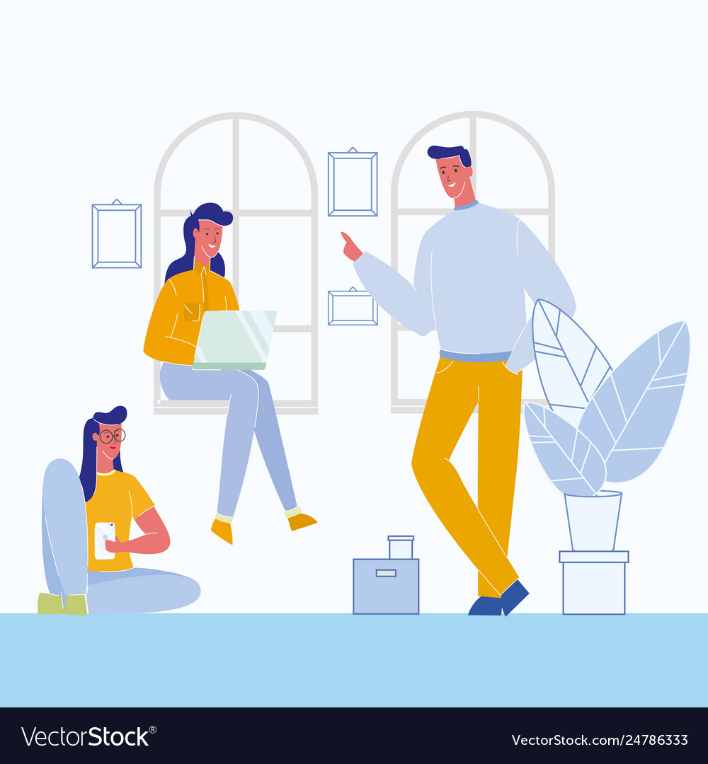 Students having break flat Royalty Free Vector Image