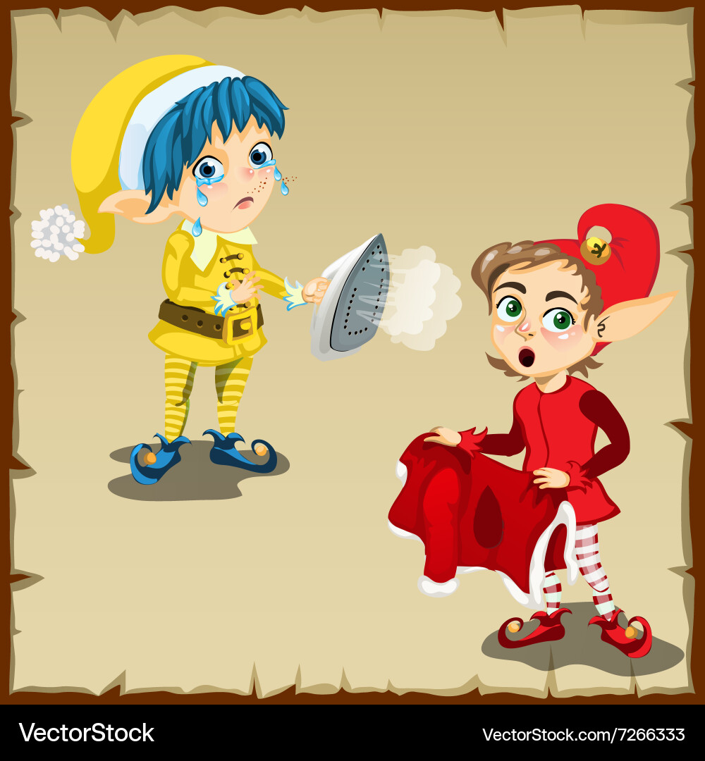 Two elf character for household chores Royalty Free Vector