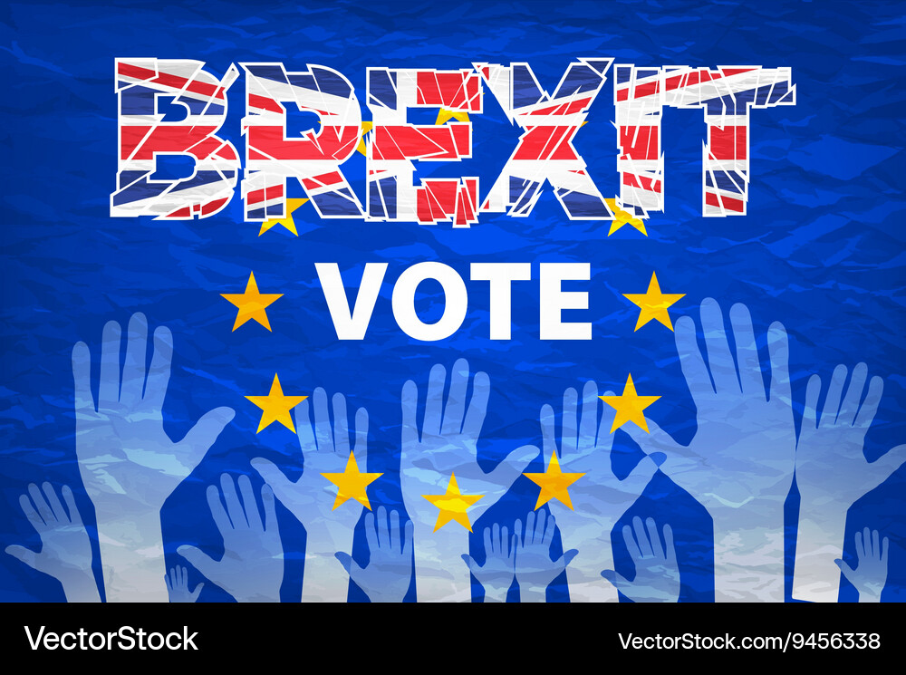 Brexit text isolated art colorful hand Royalty Free Vector