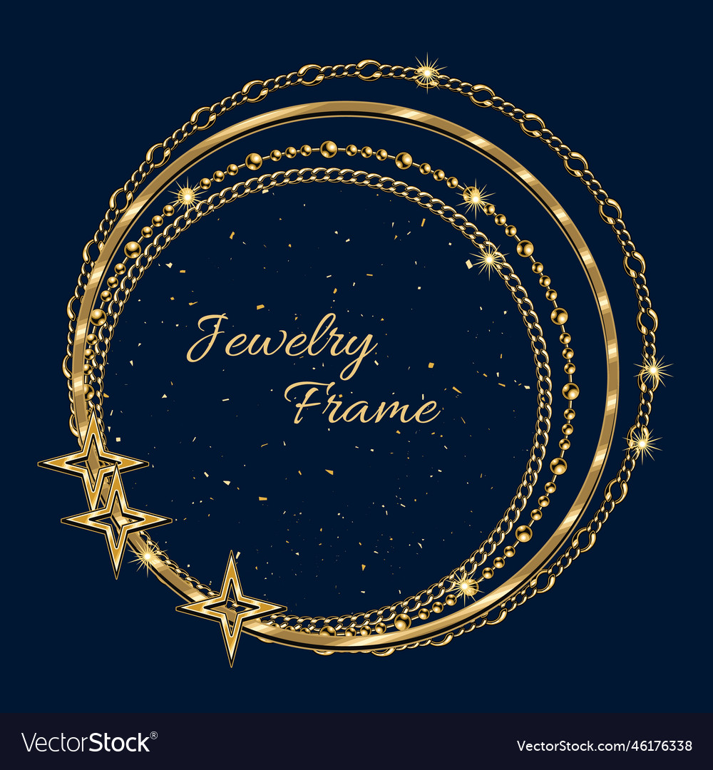 Circular golden frame with chains stars Royalty Free Vector Circular golden frame with chains stars Royalty Free Vector