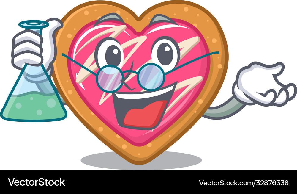 Cool cookie heart professor cartoon character Vector Image