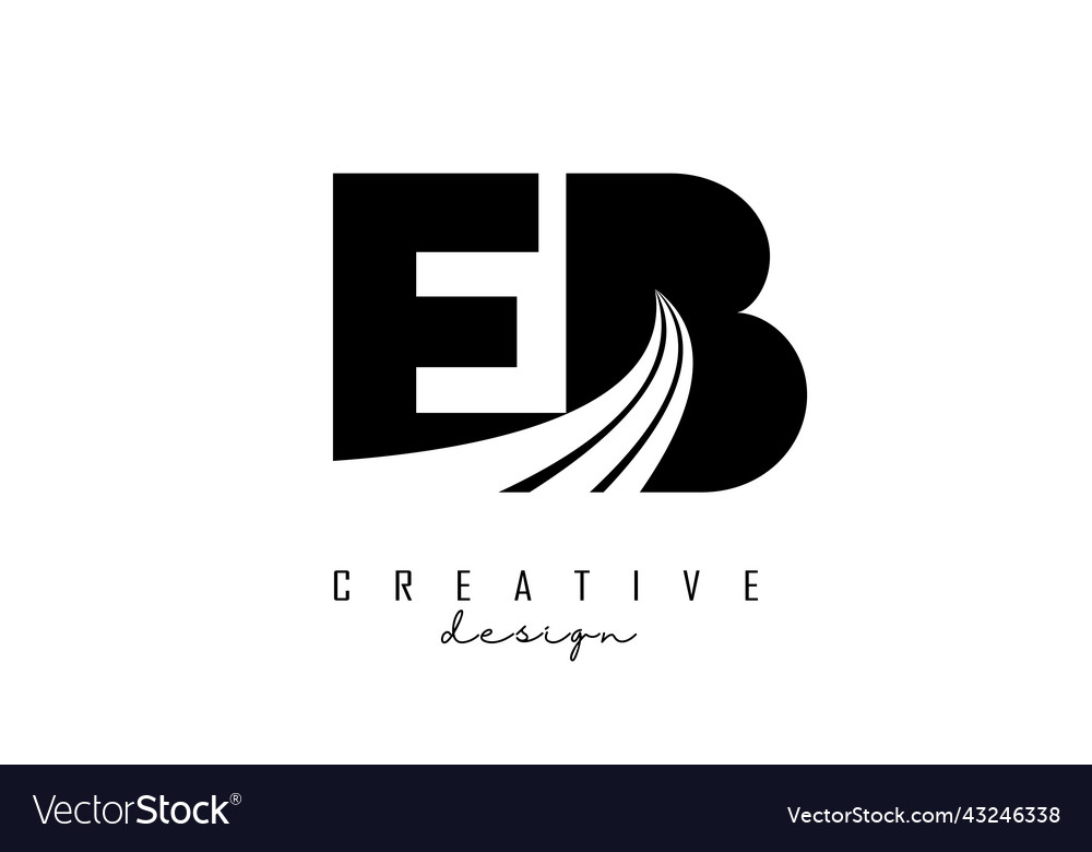 Creative black letters eb e b logo with leading Vector Image
